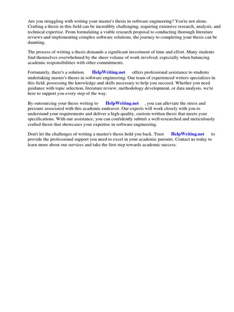 Proposal For Master Thesis In Software Engineering Download Free Pdf