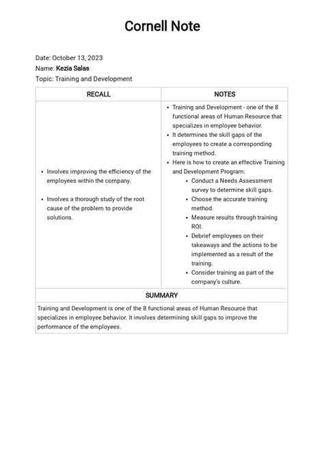 Cornell Notes Template Google Docs Sarseh