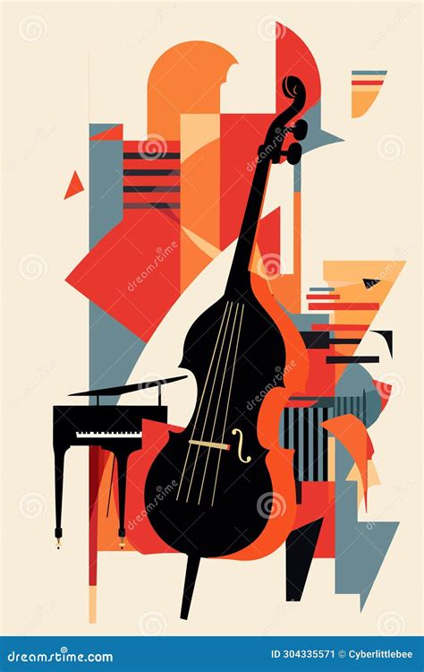 Poster Double Bass Jazz Stock Vector Illustration Of Musician 304335571