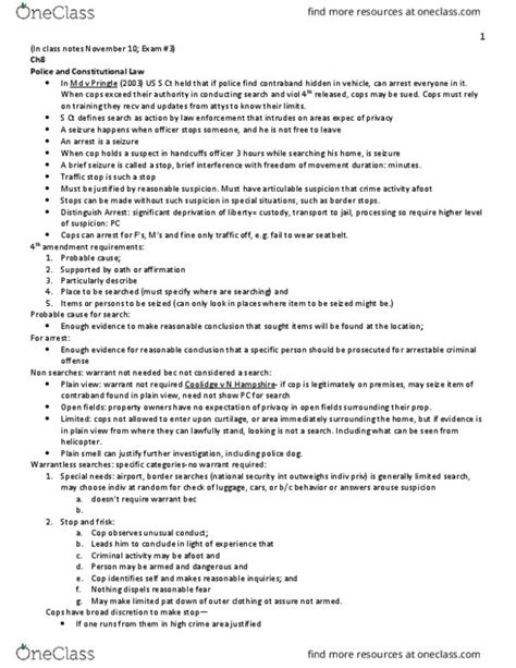 CJ 1001 Lecture Notes Fall 2017 Lecture 8 Custodial Interrogation