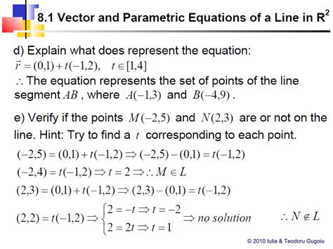1 vector and parametric equations of a line in r2 ppt