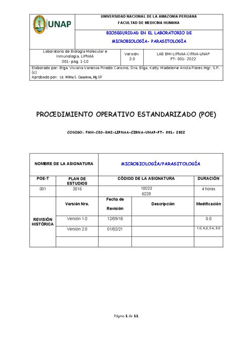 POE 001 Bioseguridad Microbiolog Ã a Parasitolog Ã a FMH 12JUL2022
