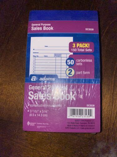 3 Packs 50 Sets Books 2 Part Carbonless General Purpose Sales Book