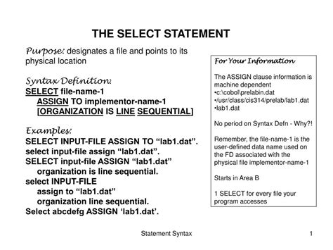 PPT THE SELECT STATEMENT PowerPoint Presentation Free Download ID