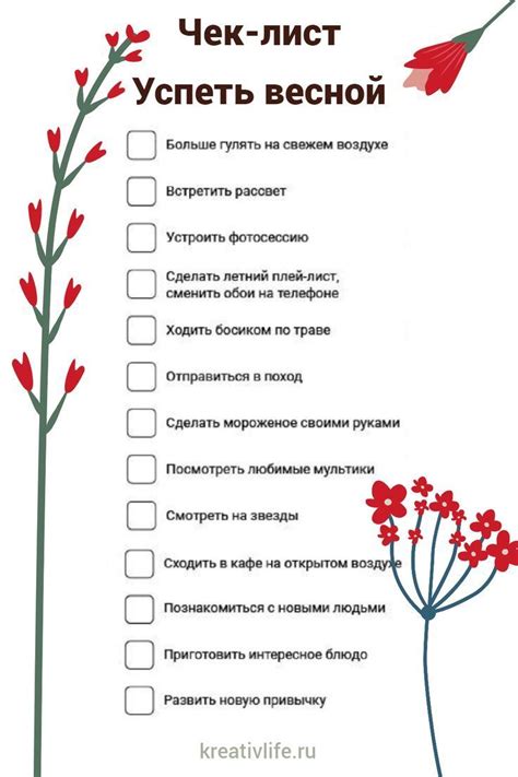 Что сделать этой весной Чек лист Планировщик обучения Чек Мотивация