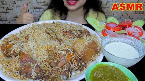 Asmr Eating Chicken Biryani With Raitha And Chutney Mukbang No Spitting