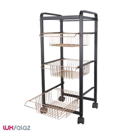 جا پیازی لیمیتاک مدل ریلی چرخدار ۳ طبقه لوکس فلز