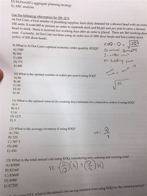 Solved D Mcdonalds Aggregate Planning Strategy E Abc