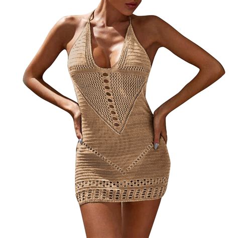 Celivon Womens Summer Fashion Solid Color Sexy Hollow Beach Skirt