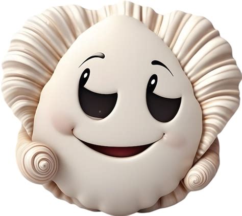 Cute Cartoon Smiling Seashell Icon Premium Ai Generated Psd