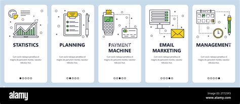 Vector Web Site Linear Art Onboarding Screens Template Statistic