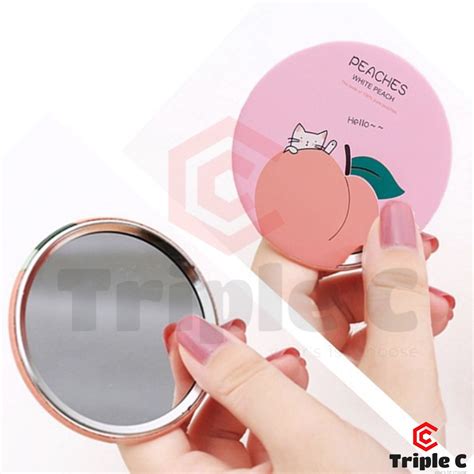 Triple C Round Pocket Makeup Korean Mirror Mini Cermin Cartoon Small