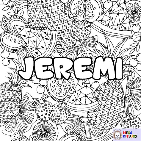 Coloración del nombre JEREMI decorado mandala de frutas Mega Dibujos