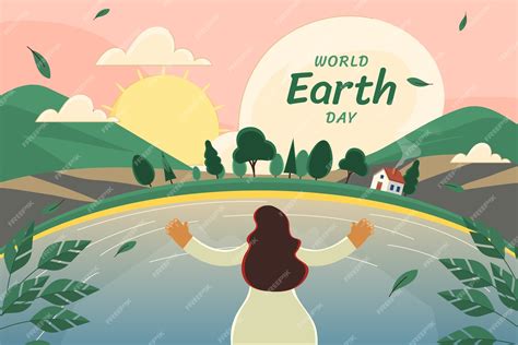 地球の日のお祝いのフラット背景 無料のベクター