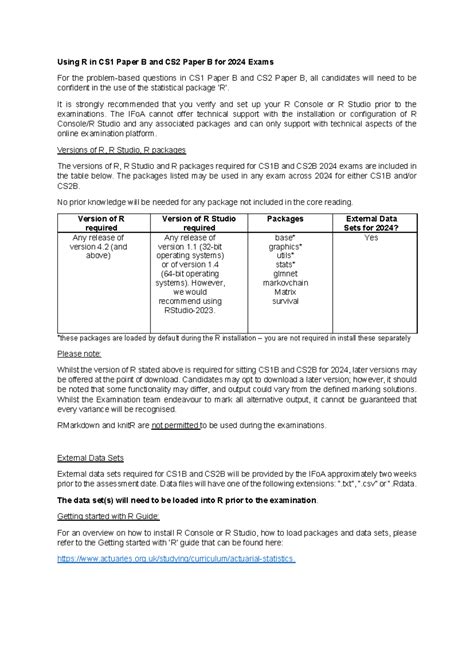 Using R In Cs1 Paper B And Cs2 Paper B For 2024 Exams Using R In Cs1