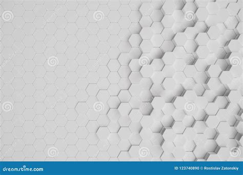 3d Illustration White Geometric Hexagonal Abstract Background Surface Hexagon Pattern