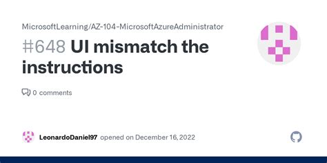 Ui Mismatch The Instructions · Issue 648 · Microsoftlearningaz 104