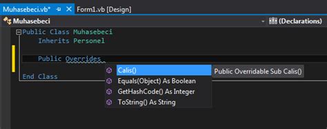 Visual Basic Net Override Ile Metot Fonksiyon Yönetimi