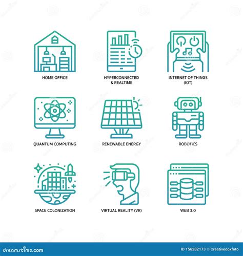 Technologies Disruption Icon Set Stock Vector Illustration Of Home