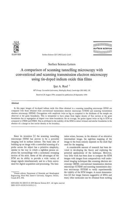 Pdf A Comparison Of Scanning Tunnelling Microscopy With Conventional