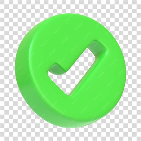 Зеленая галочка выделена на белом фоне 3d значок и символ 3d