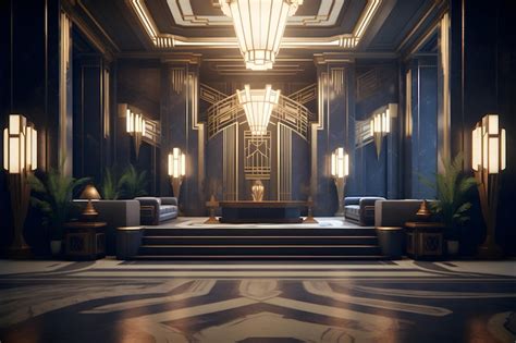 Premium Photo Corporate Lobby With Art Deco Elegance