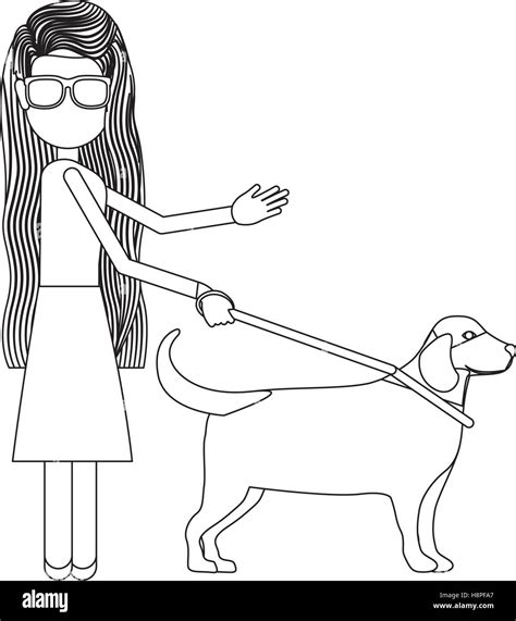 Disabled Blind Girl Cartoon Icon People Medical Health Care And