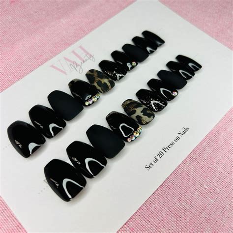 Cheetah Print Press On Nails Glue On Gel Nails Prep Kit Etsy