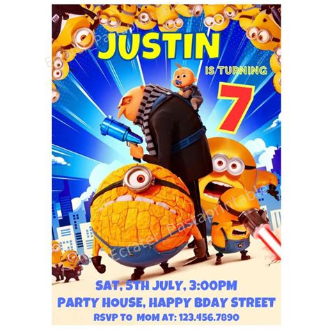 Despicable Me 4 Minions Birthday Invitation