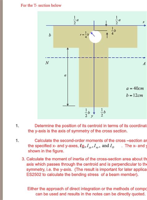 For The T Section Below Determine The Position Of Its Centroid In Terms Of Its Coordinates