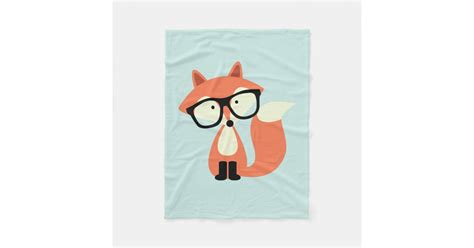 Hipster Red Fox Fleece Blanket Zazzle