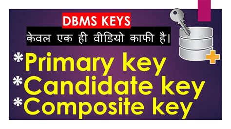 DBMS Keys CANDIDATE KEY, PRIMARY KEY and COMPOSITE KEY - YouTube