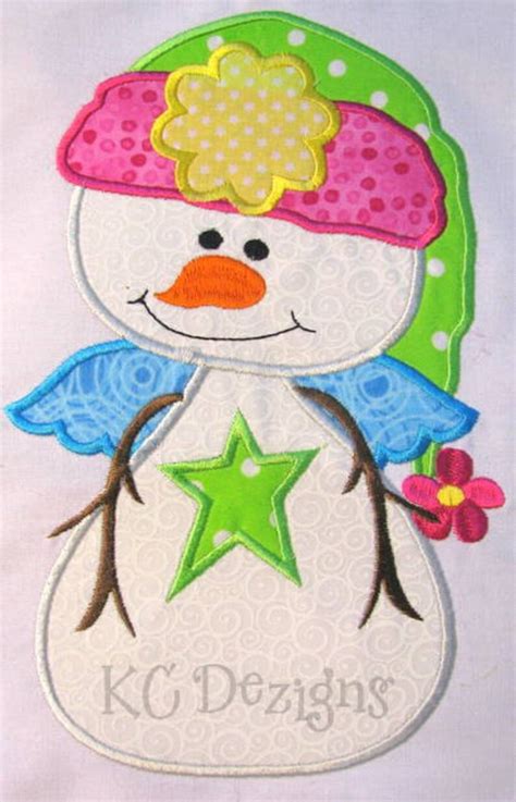 Winter Snowman Machine Embroidery Applique Design Snowman Etsy