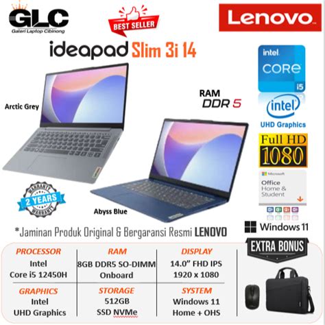 Jual Laptop Lenovo Ideapad Slim 3i 14 Intel I5 12450h 8gb Ddr5 512gb