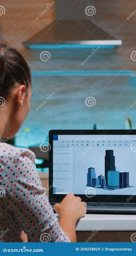 Designer Using Cad Software To Design A 3d Concept Of Buildings Stock Image Image Of Computer