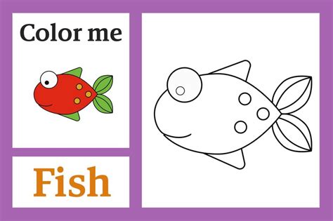 귀여운 만화 물고기가 있는 아이들을 위한 색칠 페이지입니다 인쇄용 워크시트 벡터 그림 프리미엄 벡터