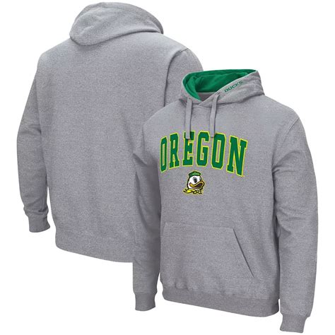 Mens Colosseum Heather Gray Oregon Ducks Arch And Logo 30 Pullover Hoodie