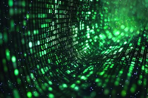 Green Dark Binary Code With Data Streaming Background Created With Generative Ai Premium Ai