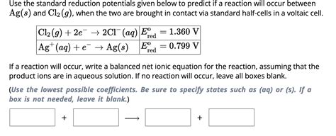 Solved Use The Standard Reduction Potentials Given Below To