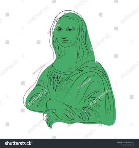 Mona Lisa Line Art Color Spot Stock Vector Royalty Free 2198428343