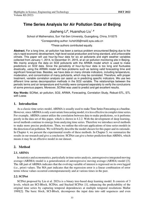 Pdf Time Series Analysis For Air Pollution Data Of Beijing