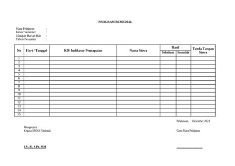 Format Nilai Remedial Smks Nasional Pdf