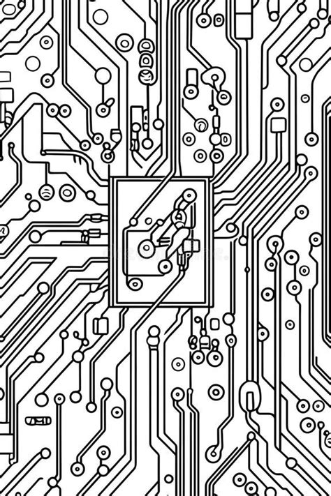 Detailed Black And White Circuit Board Illustration Generative Ai Stock Image Image Of