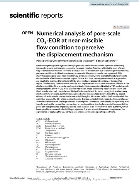 Pdf Numerical Analysis Of Pore Scale Co2 Eor At Near Miscible Flow