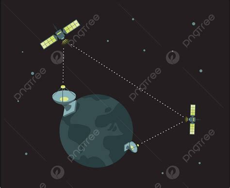 Telecomsatellite Working Satellite Wireless Technology Connection Vector Satellite Wireless