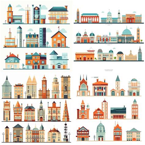 Premium Vector Flat Design Vector Architectural Designs On White Backgroun