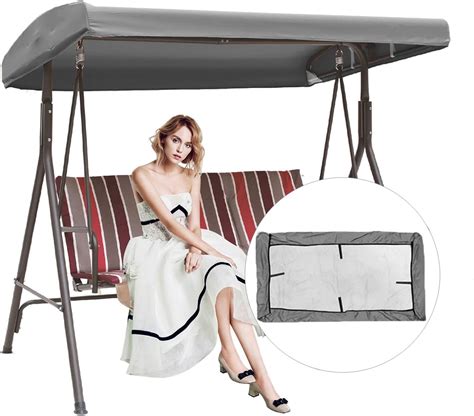 Outdoor Patio Swing Canopy Replacement Top Cover 3 Seater 191x120x18cm