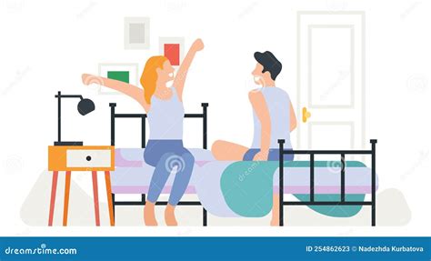 Couple Daily Routine Everyday Activity Guy And Girl Living Together