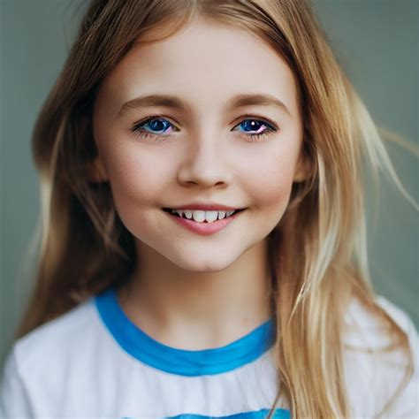 Арафед девушка с длинными светлыми волосами и голубыми глазами улыбается генеративный ай