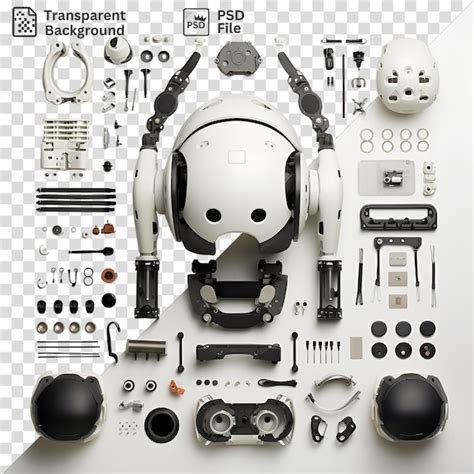 Diy Robotics Kit Set Featuring A White Helmet Black Gun And White Toy